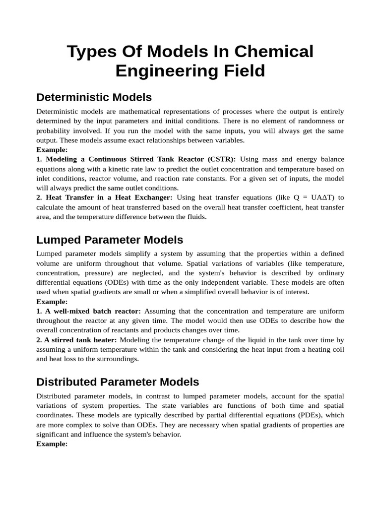 Types of Models | PDF | Chemical Reactor | Reaction Rate