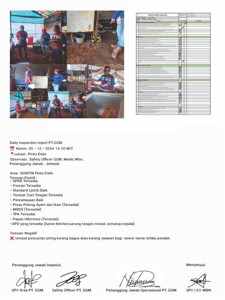 Daily Inspection Report PT - GGM (20!12!2024) Pne Ende | PDF