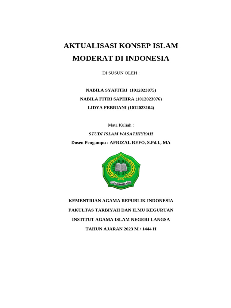 Aktualisasi Islam Moderat di Indonesia | PDF
