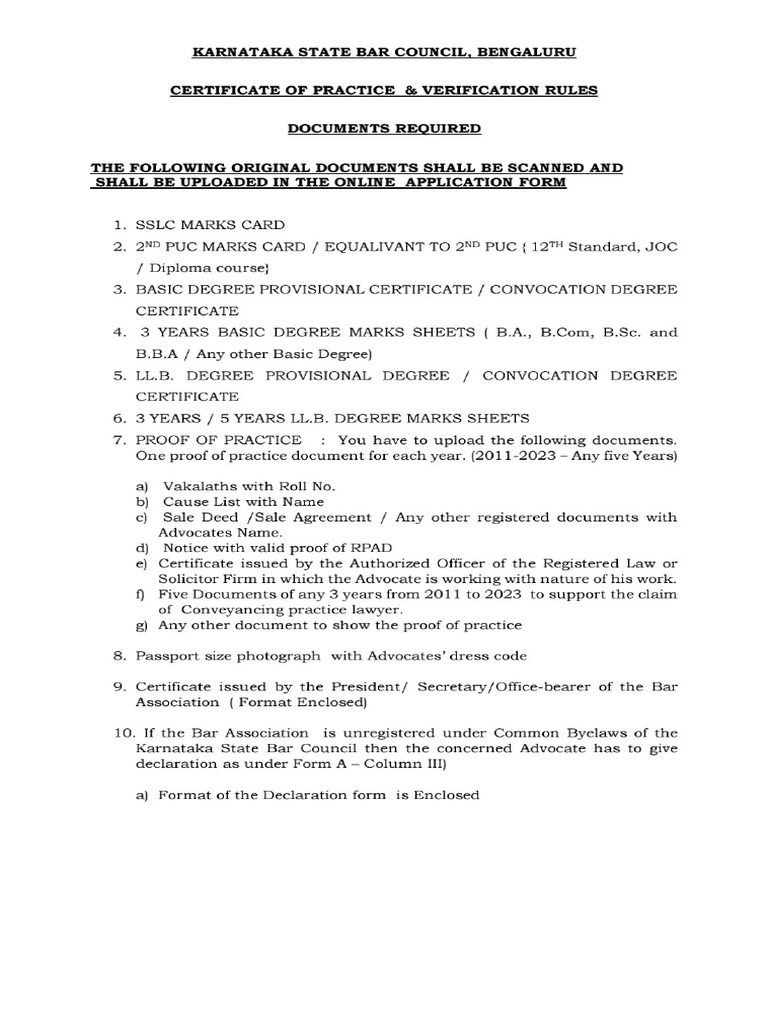 Cop - Documents Required | PDF