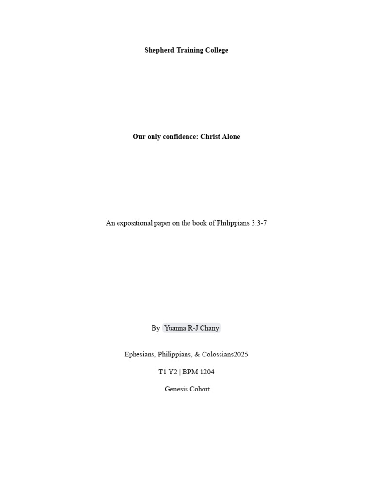 YUANNA RUOT - Expositional Paper - Philippians or Colossians | PDF ...
