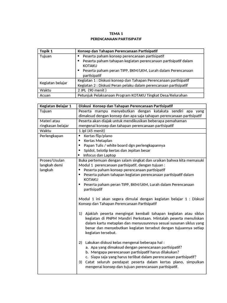 PP - Konsep & Tahapan Perencanaan Partisipatif | PDF