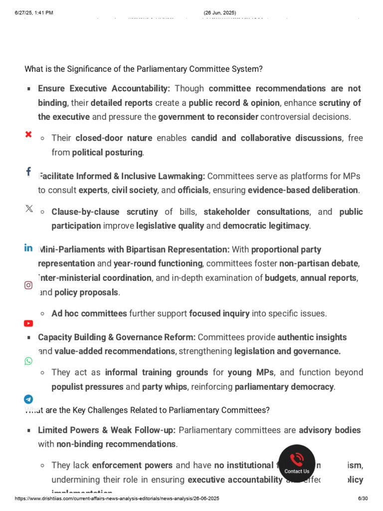 Significance of Strengthening Parliamentary Committee | PDF ...