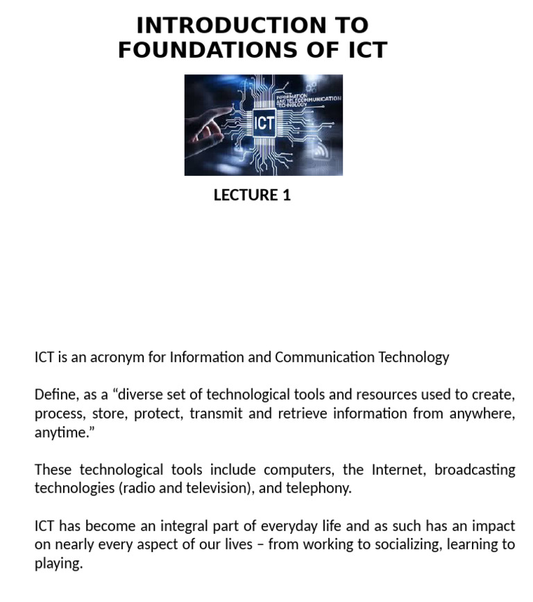 Introduction To Foundations of Ict | PDF