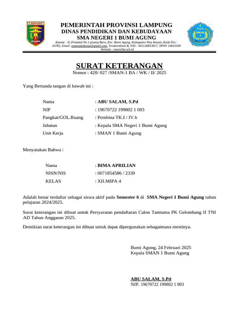 Surat Keterangan Lulus | PDF