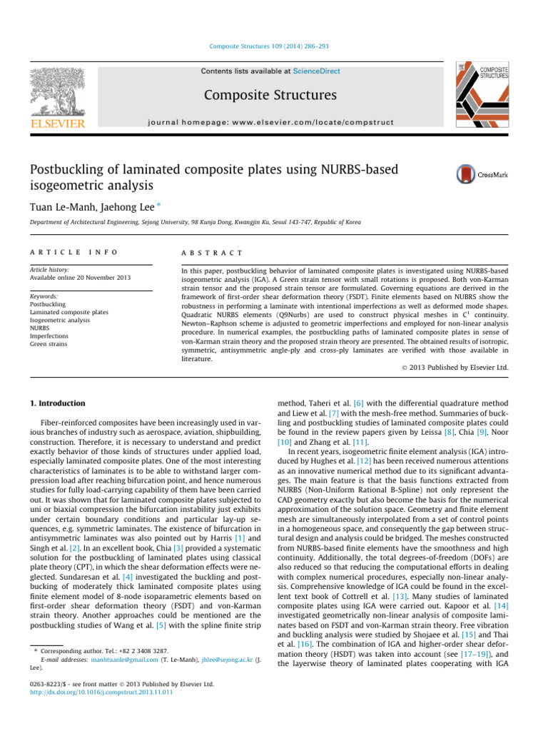 Le 2014 Postbuckling Of Laminated Composite Plates Using Nurbs Based Isogeometric Analysis