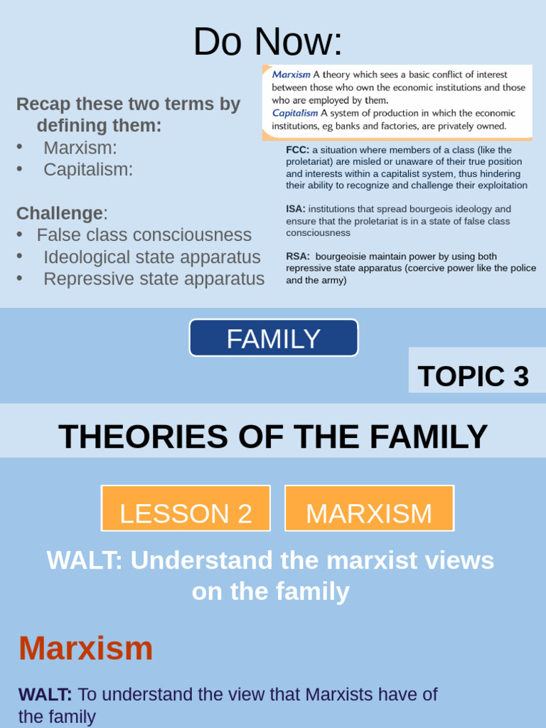 Lesson 2 Marxism and The Family | PDF | Marxism | Bourgeoisie