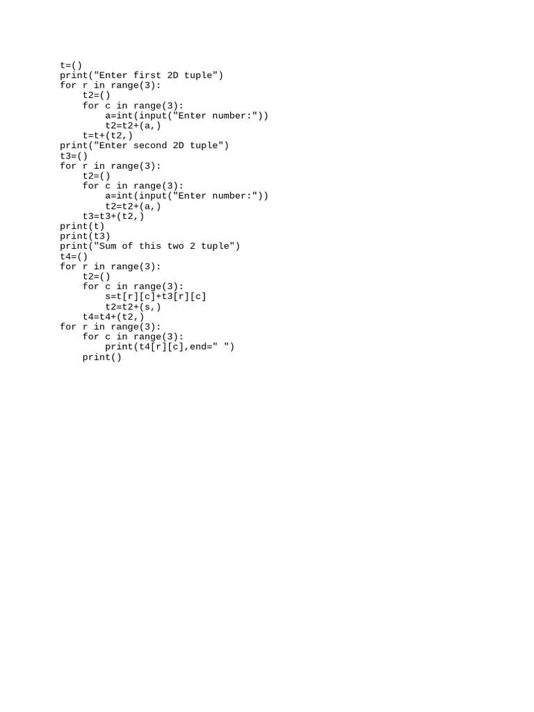 Summation of 2D Tuple - Py | PDF