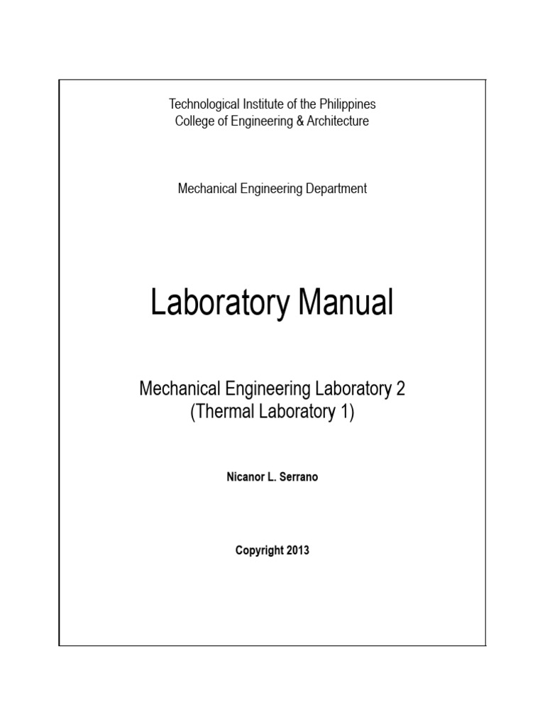 Me Laboratory 2 Manual | PDF | Pump | Heat