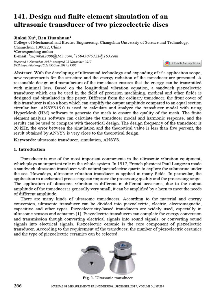 Ultrasonic Transducer Design & Simulation | PDF | Piezoelectricity ...