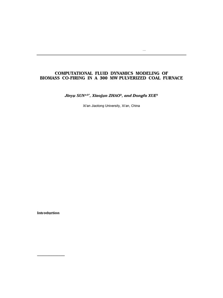 Computational Fluid Dynamics Modeling of Biomass C | PDF | Combustion | Coal