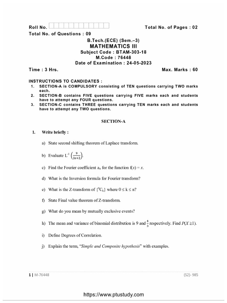 ECE-3 Math 2023 | PDF