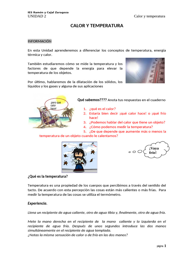 Calor y Temperatura | PDF | Temperatura | Calor