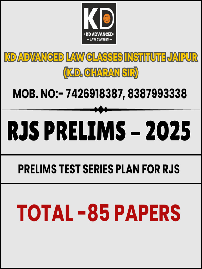 Prelims Test Series Plan For Rjs 2025 | PDF | Aggression | Justice