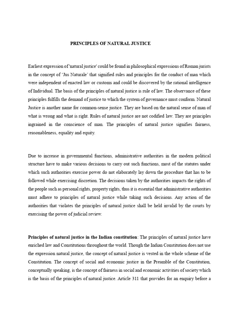 Principles of Natural Justice Explained | PDF | Justice | Crime & Violence