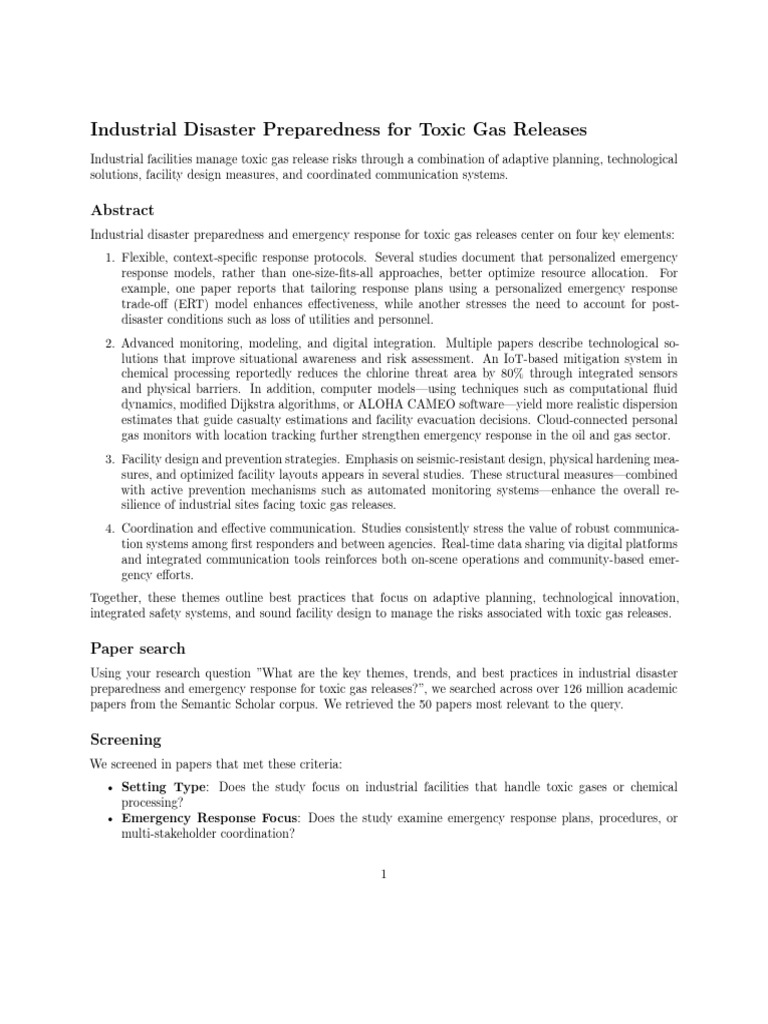 Elicit - Industrial Disaster Preparedness For Toxic Gas Rel - Report ...