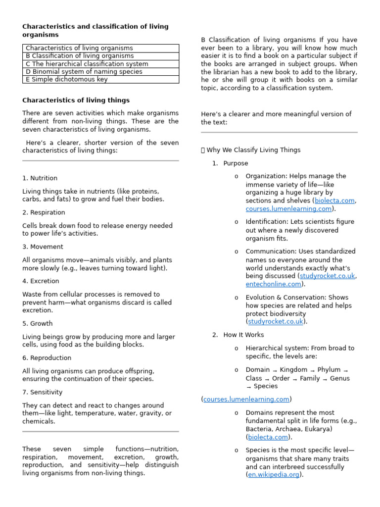 Characteristics and Classification of Life | PDF | Leaf | Species