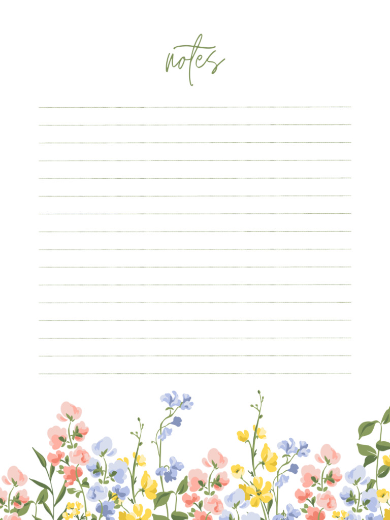 Green Colourful Floral Notes Planner | PDF