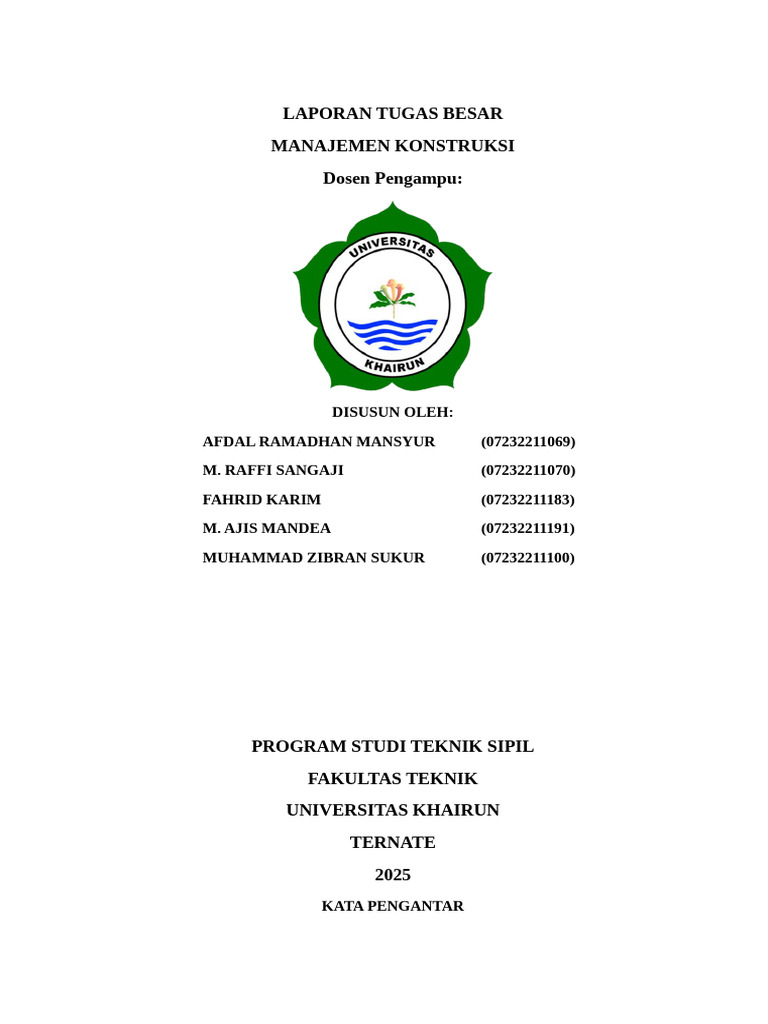 Manajemen Konstruksi Laporan Tugas Besar Fix | PDF