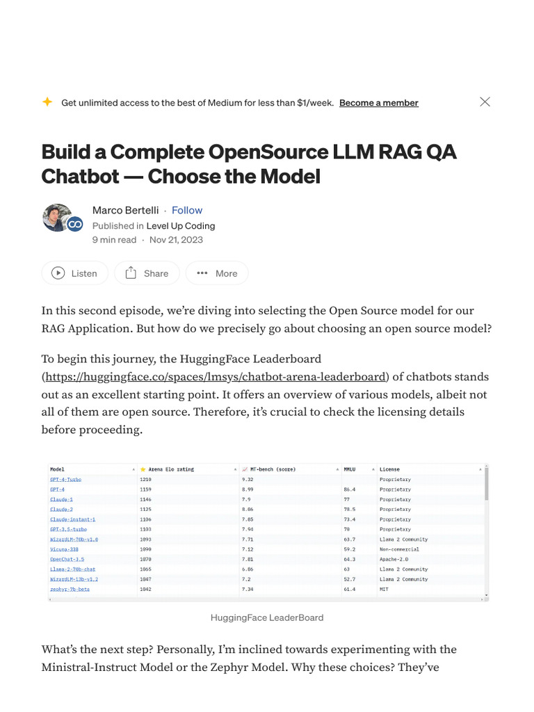 2 - Build A Complete OpenSource LLM RAG QA Chatbot - Choose The Model - by Marco Bertelli ...