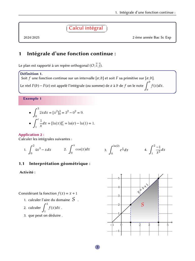 Intégrales de fonctions continues : définitions et méthodes | PDF ...