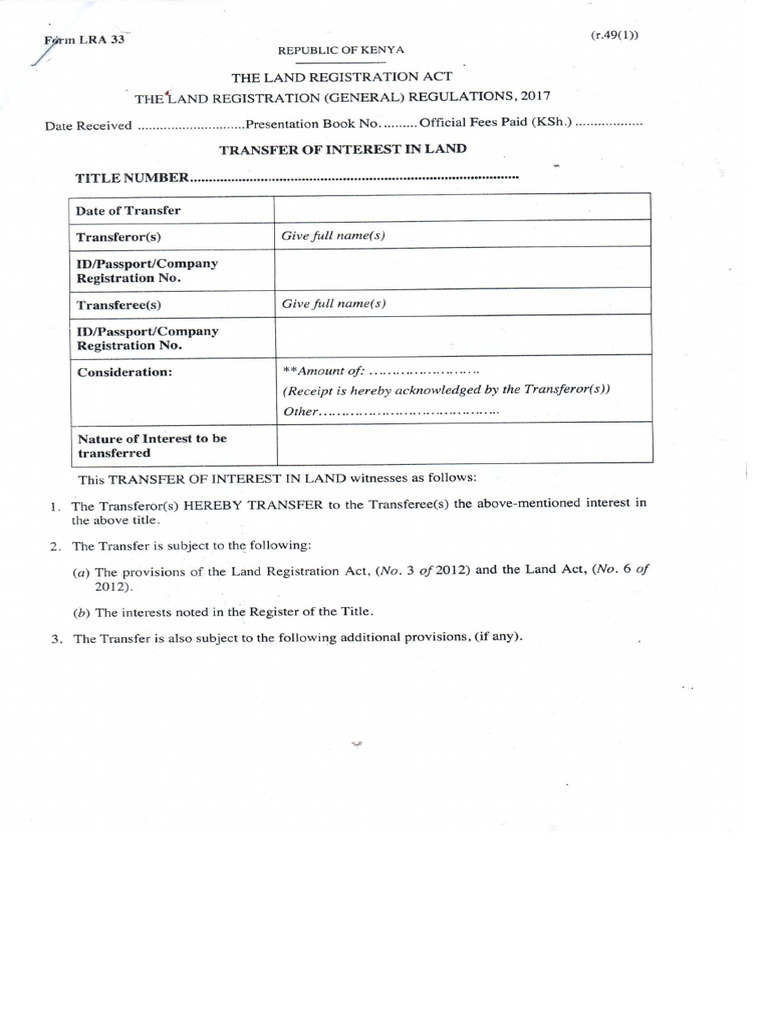 Transfer of Interest in Land Form | PDF