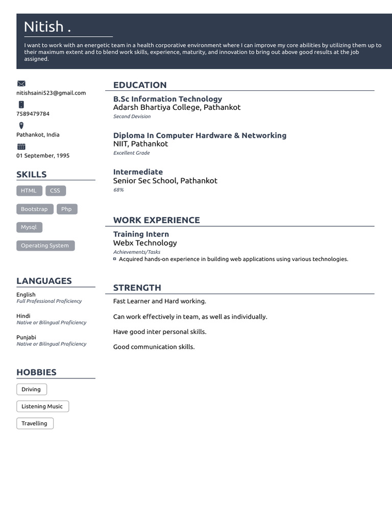 Nitish's Resume | PDF