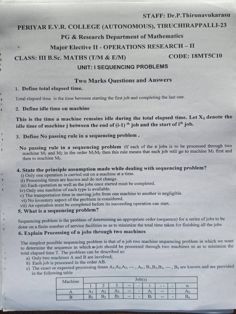 Unit-1 Sequencing Problem 2marks | PDF | Algorithms | Mathematics