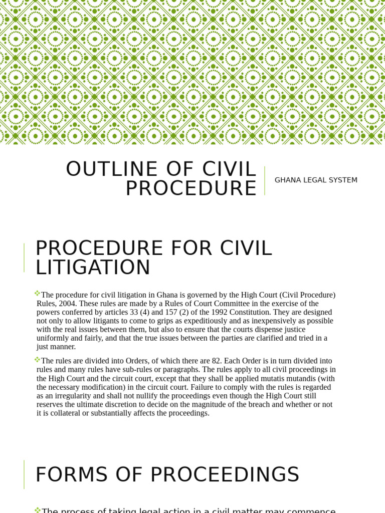 Outline of Civil Procedure | PDF | Costs In English Law | Lawsuit