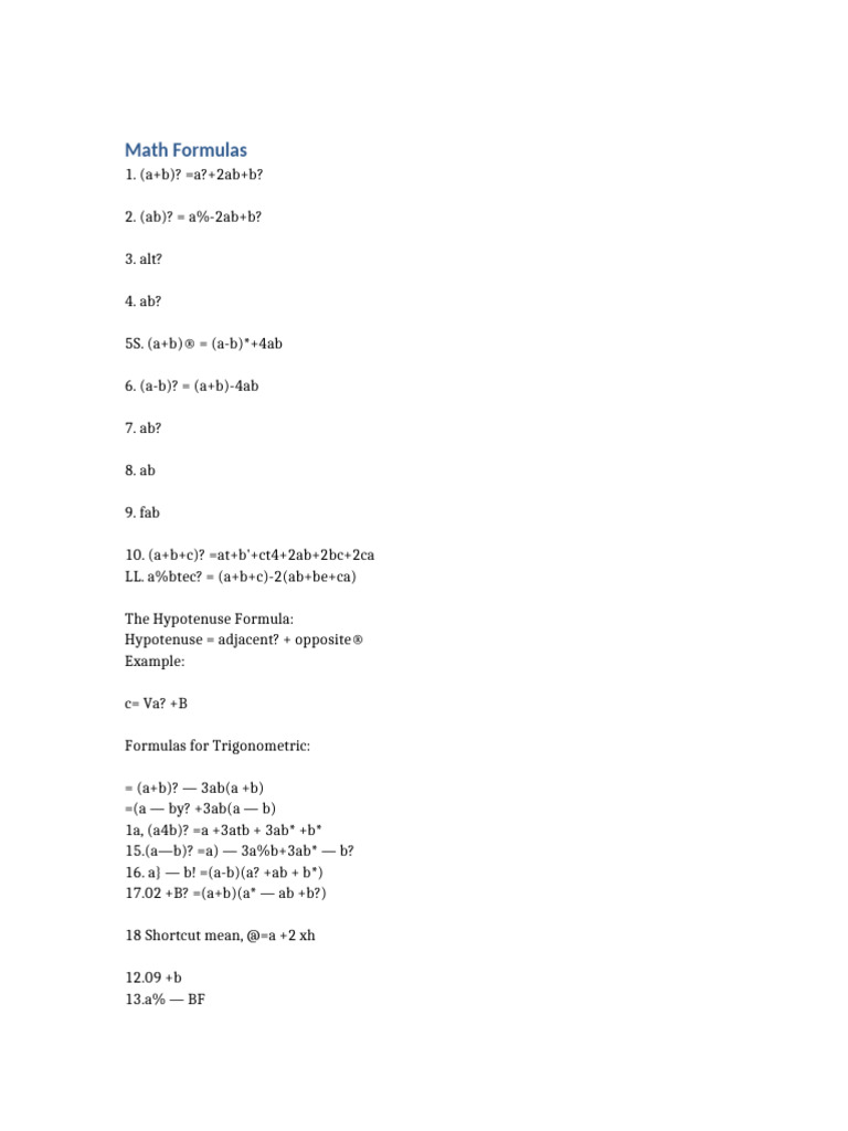 Math Formulas | PDF
