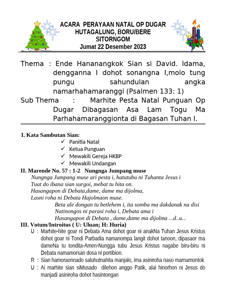 Acara Natal Op Dugar | PDF