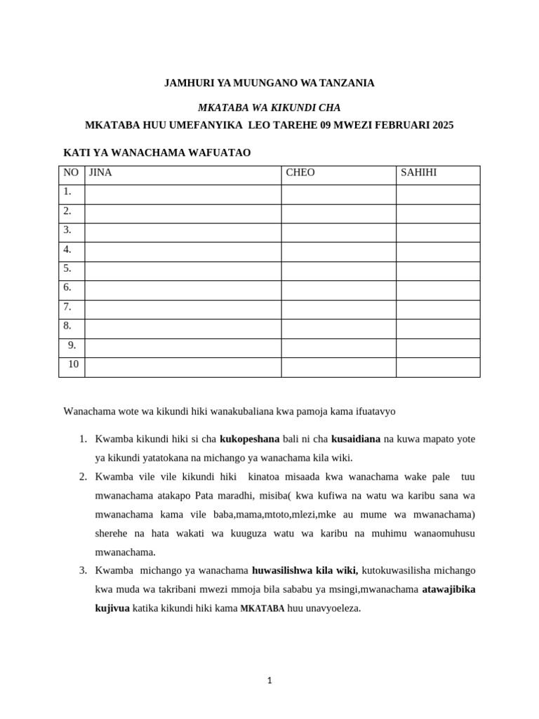 KIKUNDI Mkataba 1 | PDF