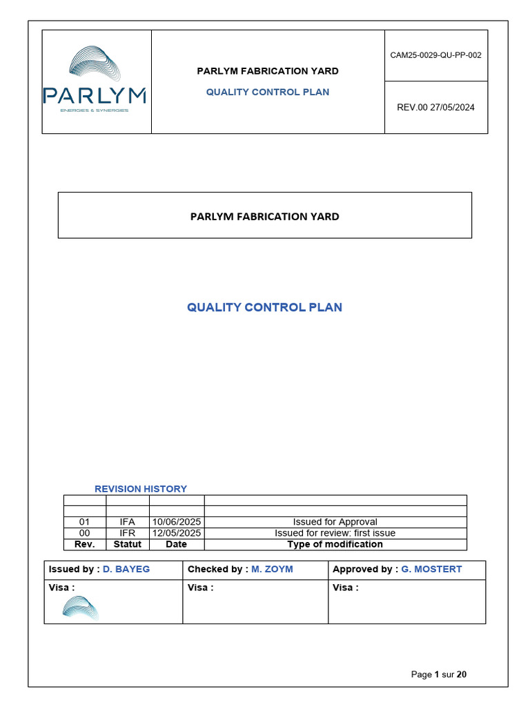 CAM25 0029 QU PP 002 00 Quality Control Plan | PDF | Nondestructive ...