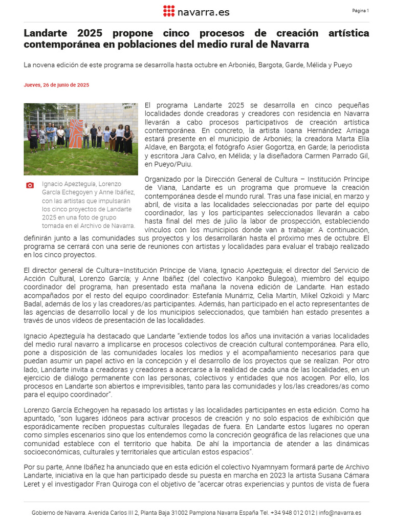 Landarte 2025 Propone Cinco Procesos de Creación Artística ...