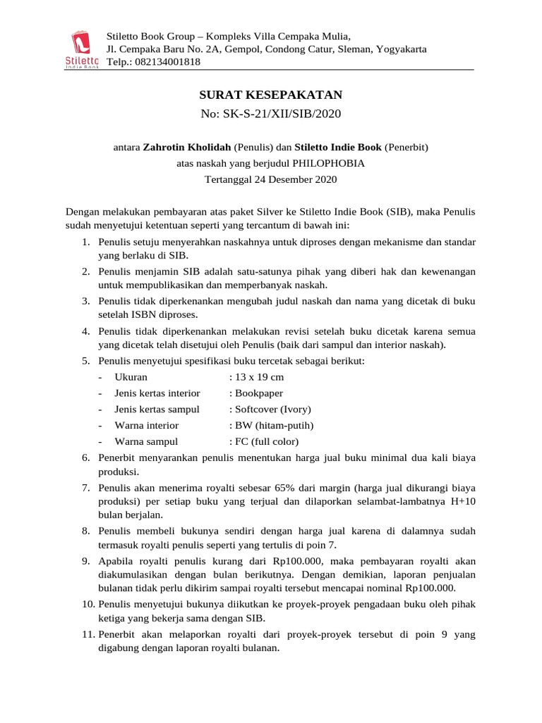 Contoh Bentuk Formulir Kesepakatan | PDF