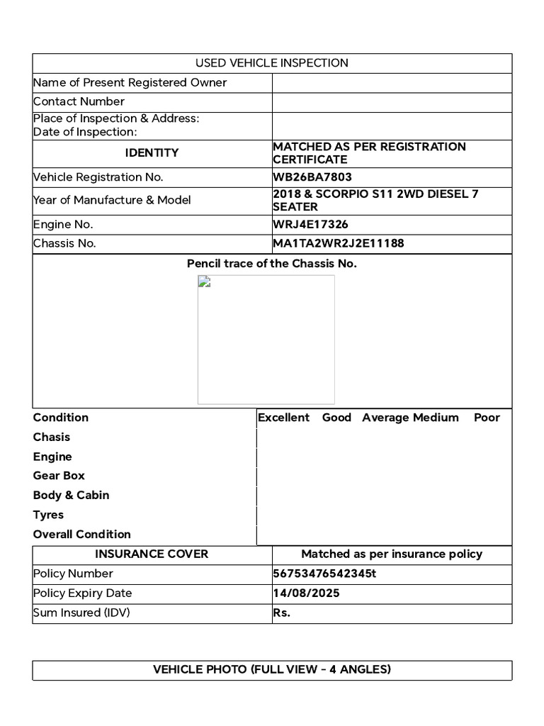 Vehicle Inspection | PDF