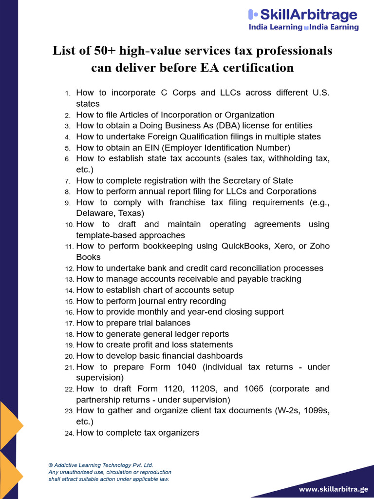 Tax Services for EA Certification Guide | PDF | Payroll | Business