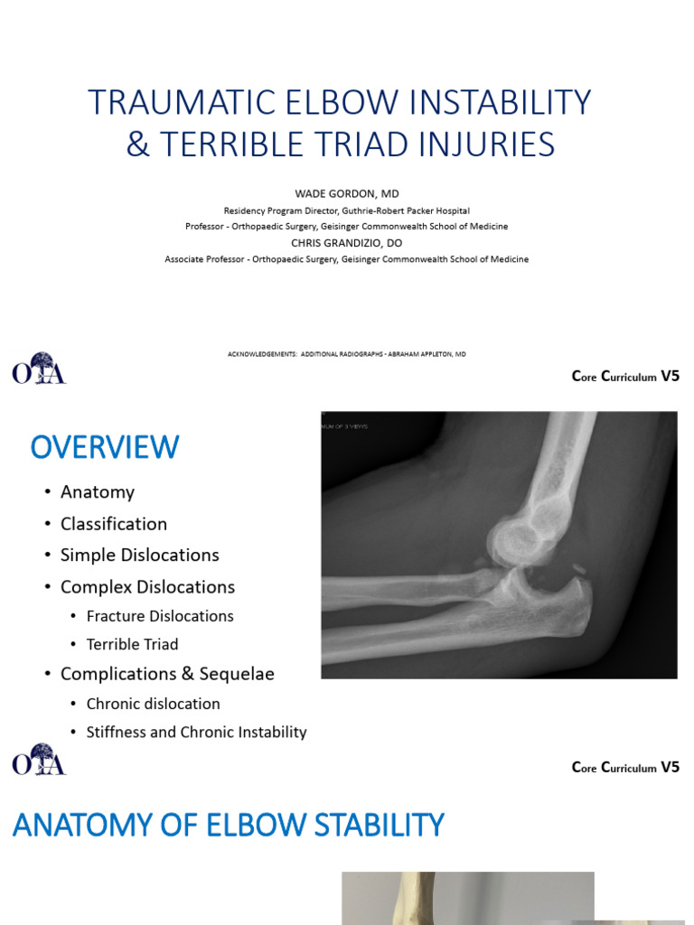 Traumatic Elbow Instability Overview | PDF | Elbow | Joints