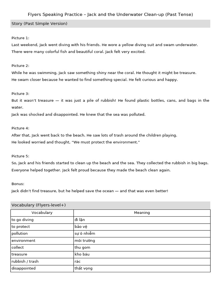 Flyers Story Past Tense | PDF