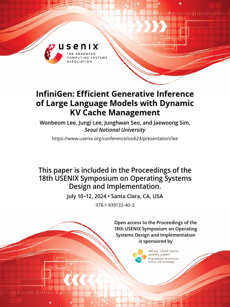 OSDI24-InfiniGen - Efficient Generative Inference of Large Language Models With Dynamic KV Cache ...