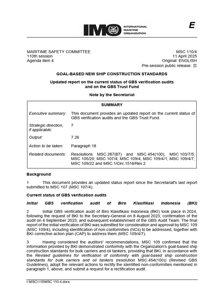 GBS Audit Status Update Report | PDF | Audit