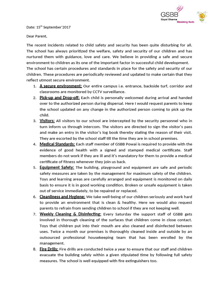 Circular For Child Safety & Security Measures | PDF