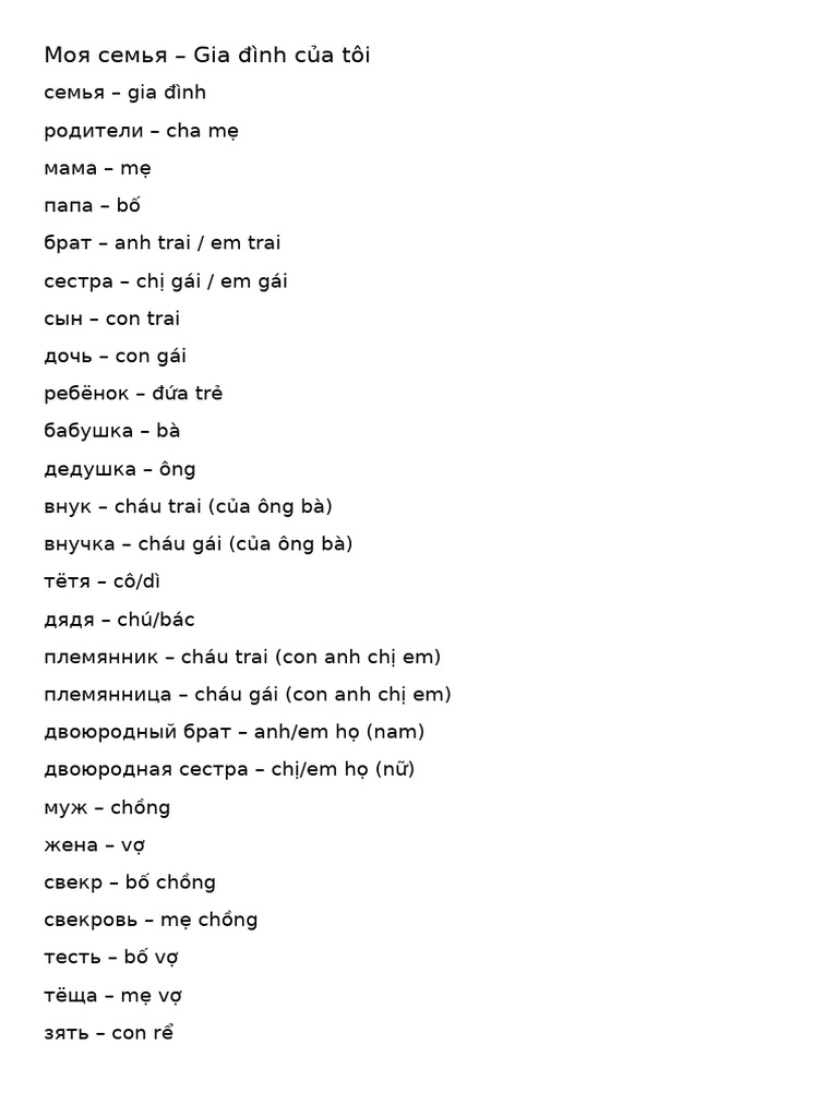 Tu Vung Tieng Nga A2 Theo Chu de | PDF