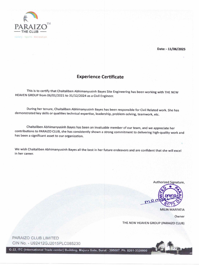 Experiance Certificate | PDF