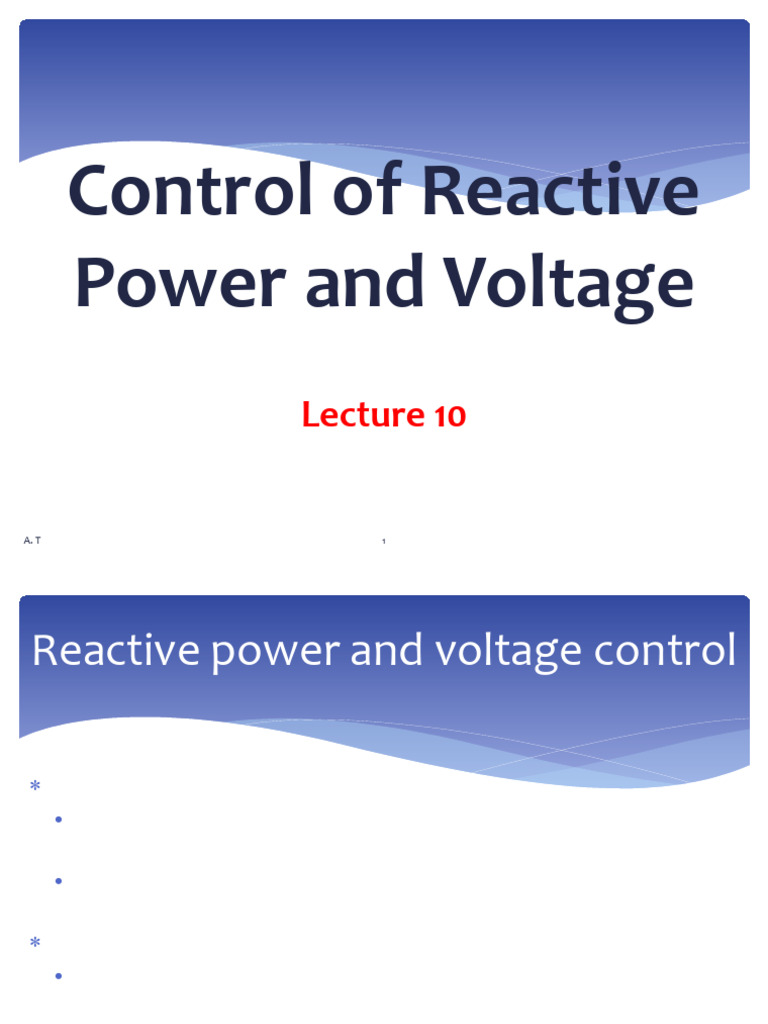 Slide 10 Reactive and Real Power Control | PDF | Capacitor | Ac Power