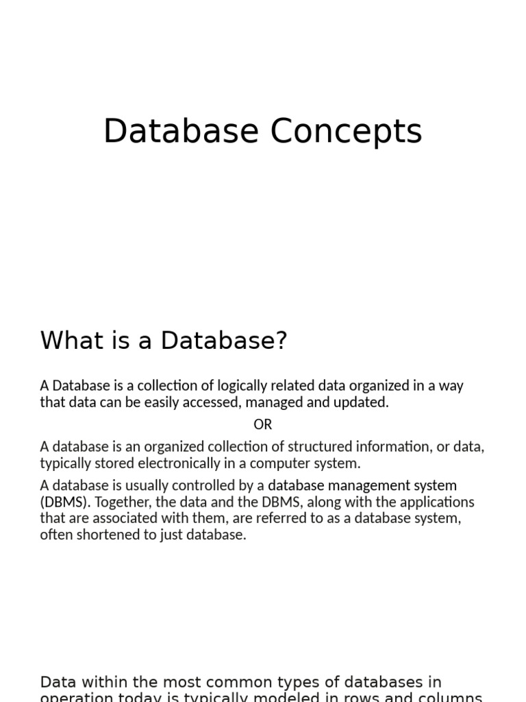 Topic 4. Database Concepts | PDF | Databases | Relational Database