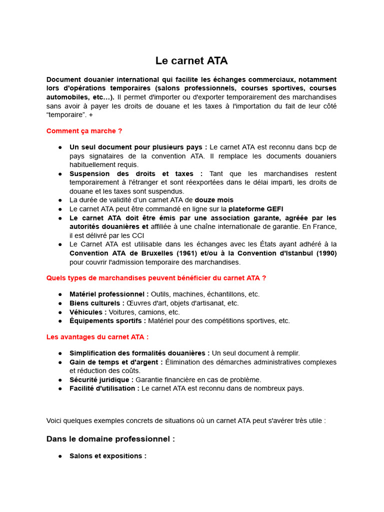 Carnet ATA | PDF | Voitures