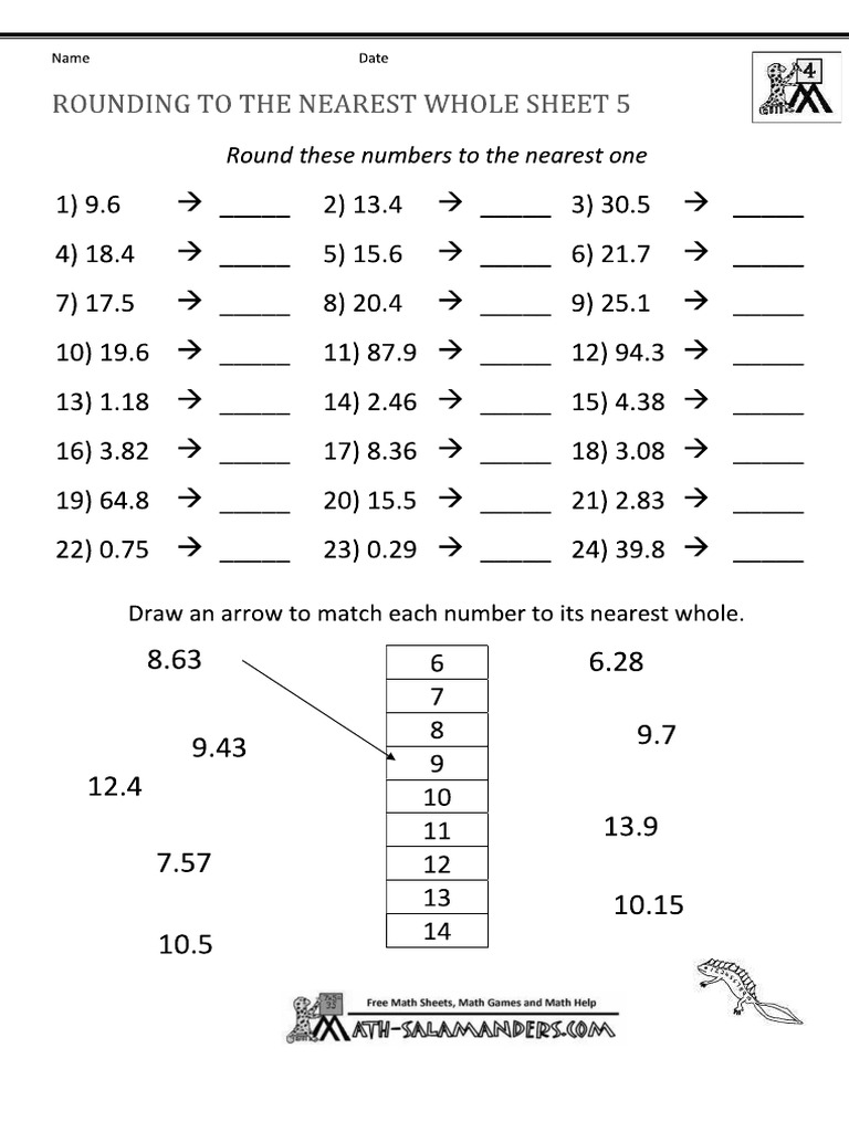 Rounding Decimals Extra Work | PDF