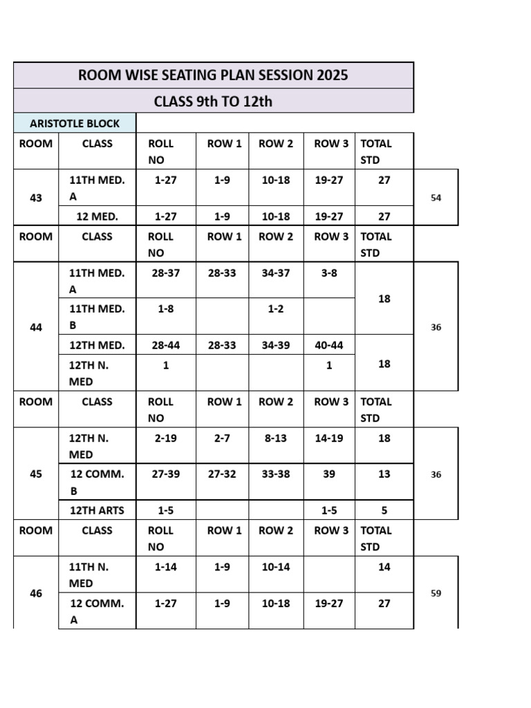 Seating Plan (25-26) 29 May | PDF