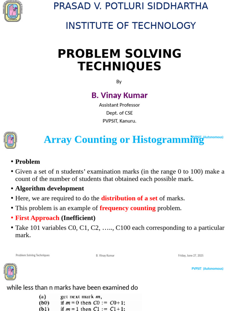 2 Array Counting or Histogramming | PDF | Discrete Mathematics | Computer Science
